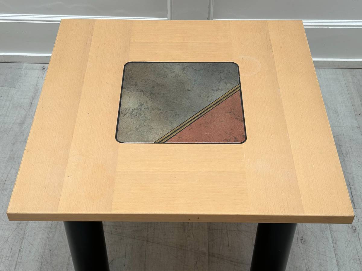 Danish Tile Centered Blonde Wood Side Tables – Split Level Modern